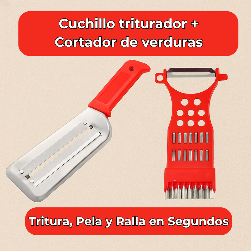 Cuchillo triturador de acero inoxidable + rallador de verduras + Ebook ...